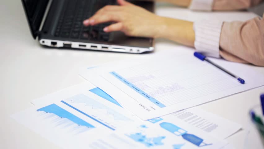 Business, People, Paperwork, Statistics And Technology Concept ...