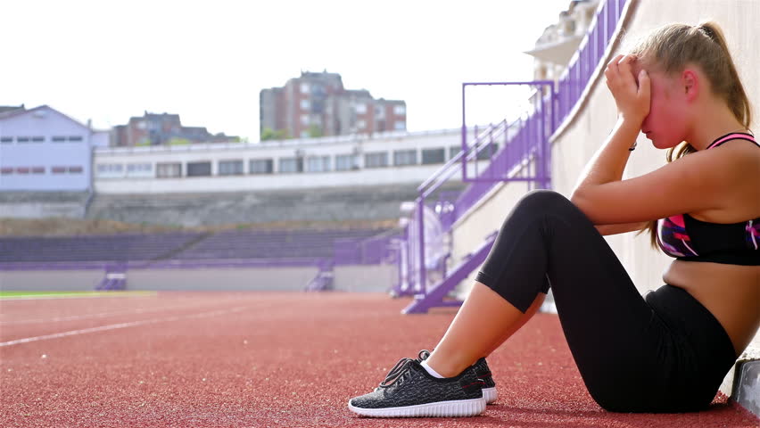 Teenager Girl Athlete Is Sad Angry Unhappy Disappointed Holding Wire ...
