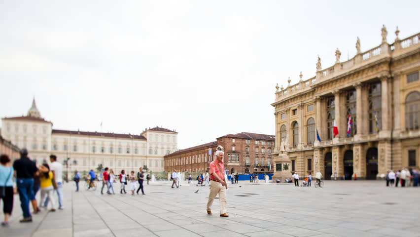 TURIN - FEBRUARY 20: (Time Lapse View) People Walk In The Castello ...
