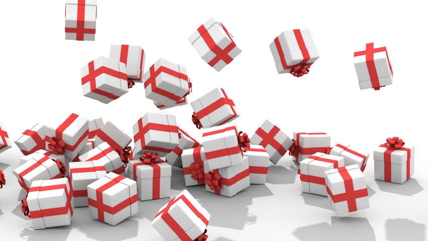 Falling Gifts, 3d Animation With Alpha-matte Stock Footage Video ...