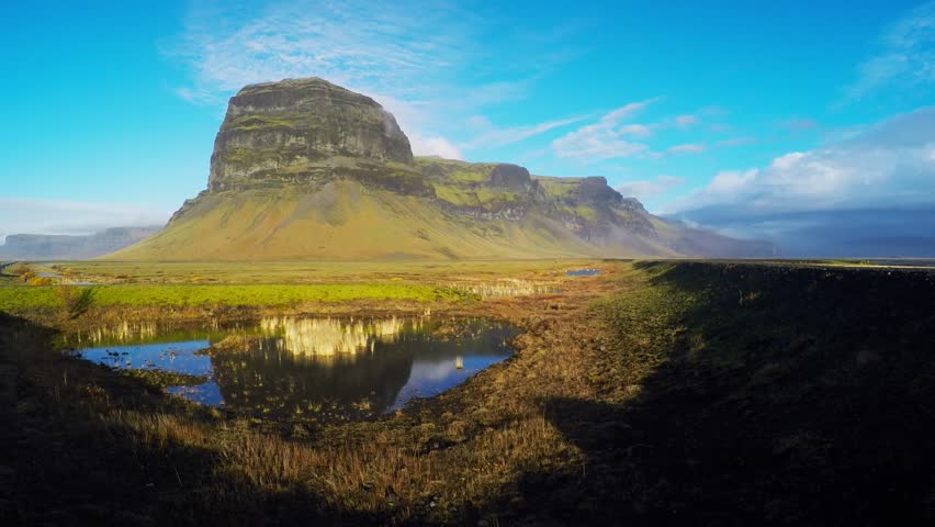 Lomagnupur Mountain, a Precipitous Promontory 스톡 동영상 비디오(100% 로열티프리 ...