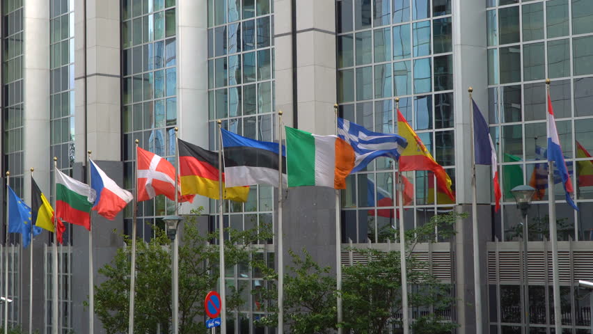 European Union Country Flags Move, Reflect On European Parliament ...