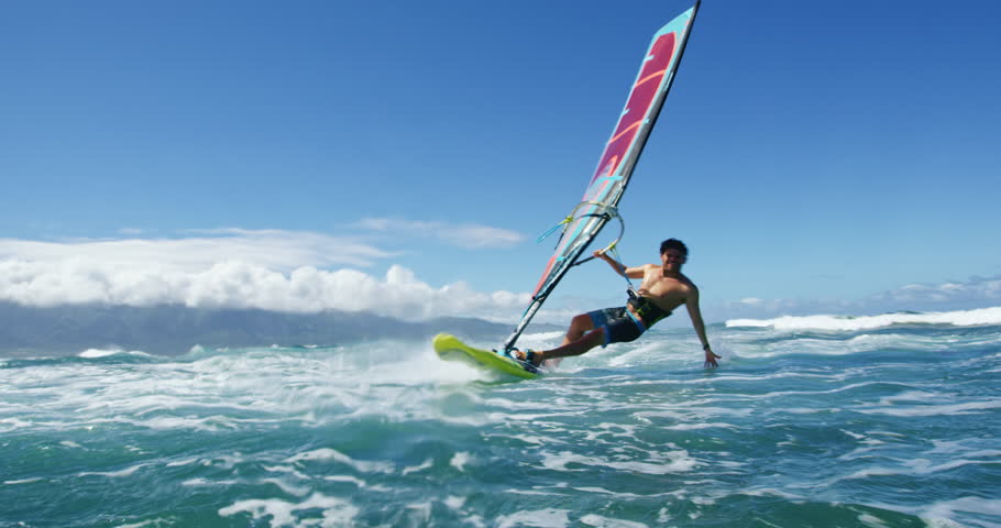 Windsurfing, Summer Fun Extreme Sport Stock Footage Video (100% Royalty ...