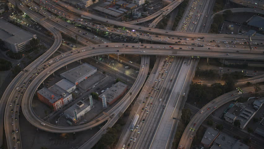 Aerial View Of Los Angeles Freeway Intersection Stock Footage Video ...