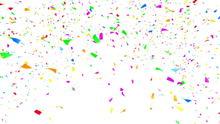 Falling Colorful Confetti On White Background. HQ Seamless Looping ...