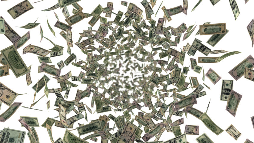 Cash Dollar Bills Spinning Loop Ready On White Background Hundreds Of ...