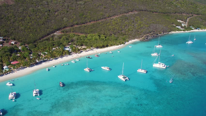 Aerial View Of Sandy Cay, British Virgin Islands Stock Footage Video ...
