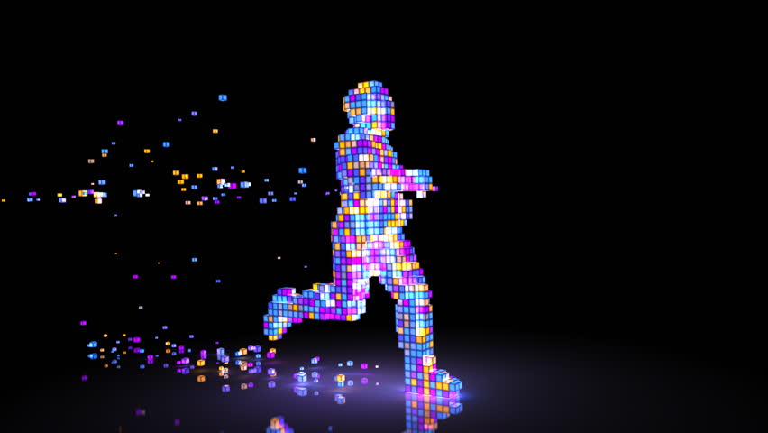 Running Pixel Man. Man Figure Stock Footage Video (100% Royalty-free ...