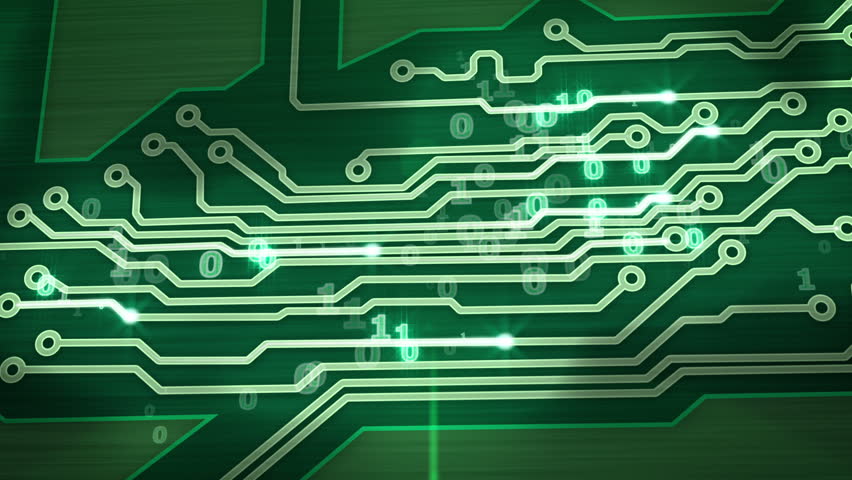 Green Circuit Board Providing Signals. Computer Generated Seamless Loop ...