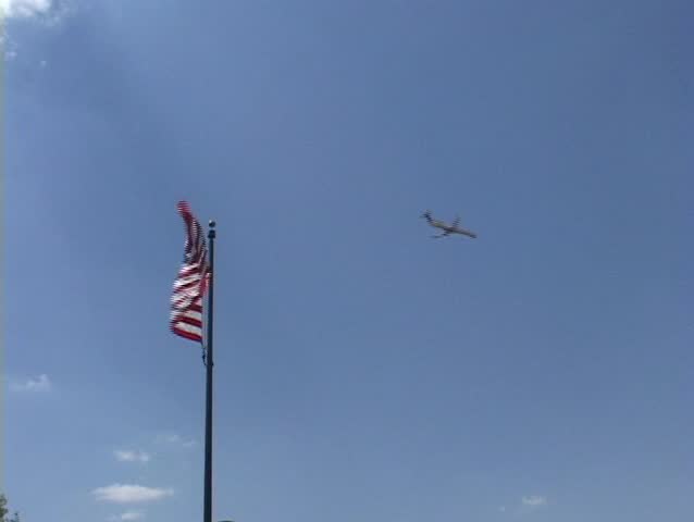 Us Flag with Plane Flying Stock Footage Video (100% Royalty-free) 2238 ...