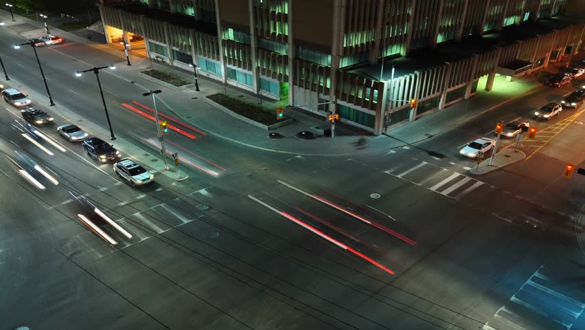 Night Intersection Time Lapse. Ottawa, Stock Footage Video (100% ...