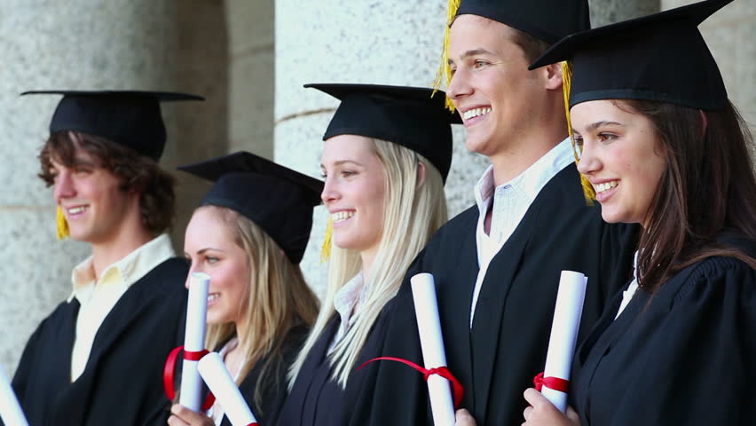 Happy And Excited Group Of Student Friends On Graduation Day Are ...