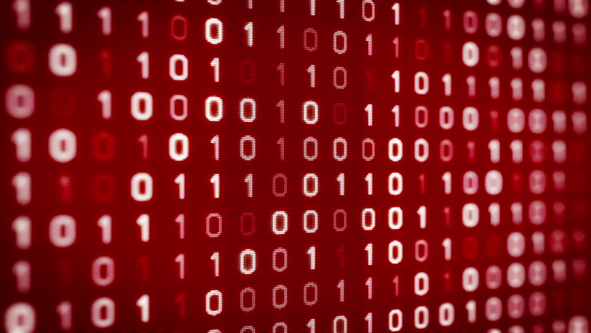 Technology Red Background With Binary Code Moves From Left To Right On 9001