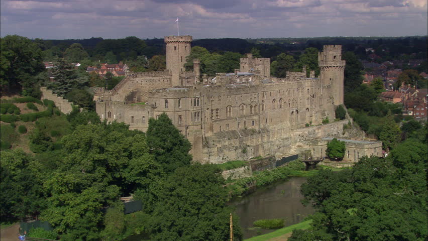 AERIAL United Kingdom-Warwick Castle 2005: Warwick Castle Stock Footage ...
