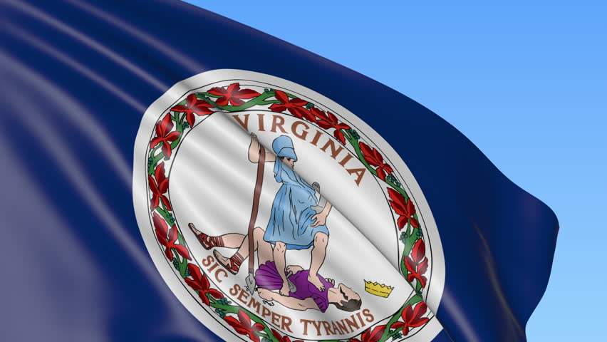 US State Flag Of Virginia Gently Waving In The Wind. Seamless Loop With ...