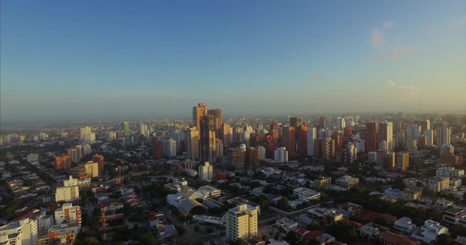 Barranquilla Colombia Sunset Cityscape Aerial Stock Footage Video (100% ...