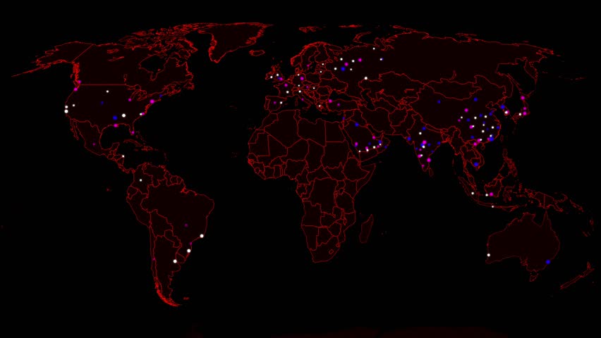Hacker War Super Modern Digital Data Hacking World Map Simulation 4K ...