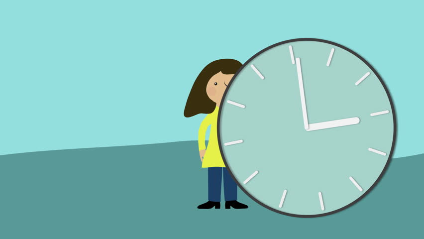 Stressed Woman And Time Moving Fast. Animated Character With Flat ...