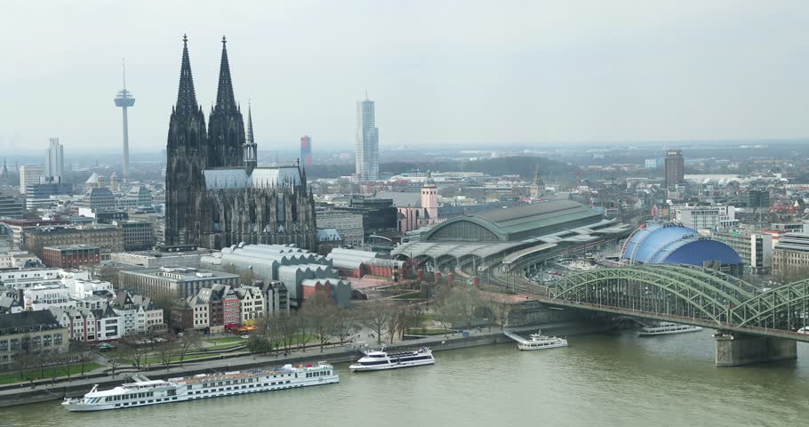 Stock Video Clip of Panormalc View of Cologne in germany. 4K | Shutterstock