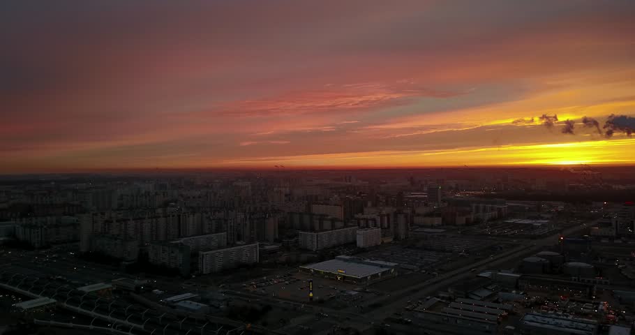 Aerial Cinematic View: Apocalyptic Sunrise Stock Footage Video (100% ...