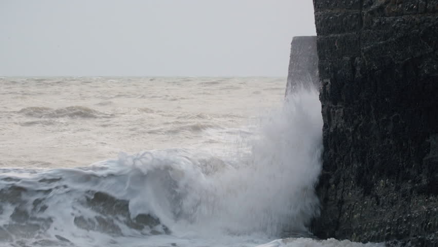 Power Boat Cutting Through The Waves - Slow Motion. Slow Motion Shot Of ...