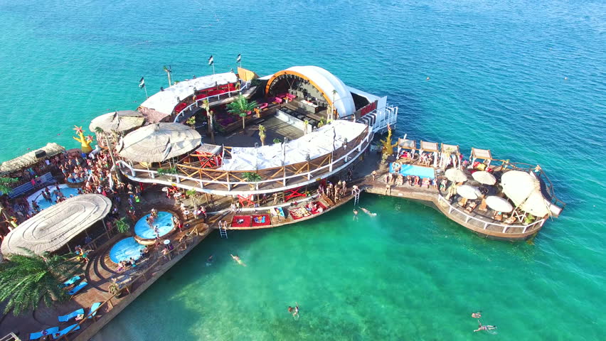 Flying Above Young People Clubbing On Zrce Beach, Pag Island, Croatia ...
