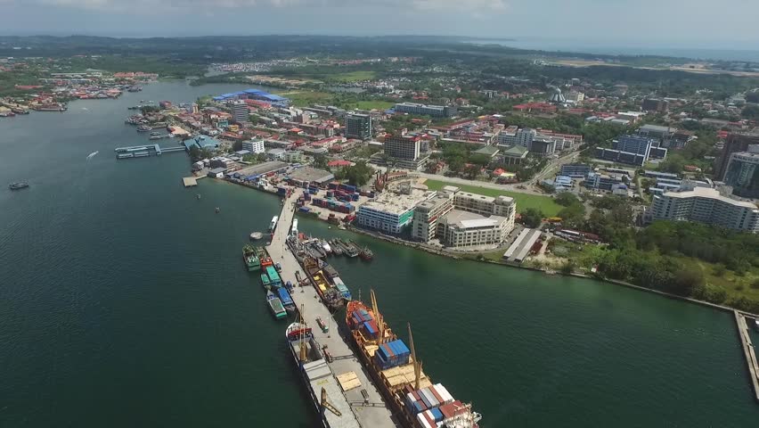 Labuan,Malaysia-Apr 13,2017:Aerial View Of Shipping Containers Waiting ...