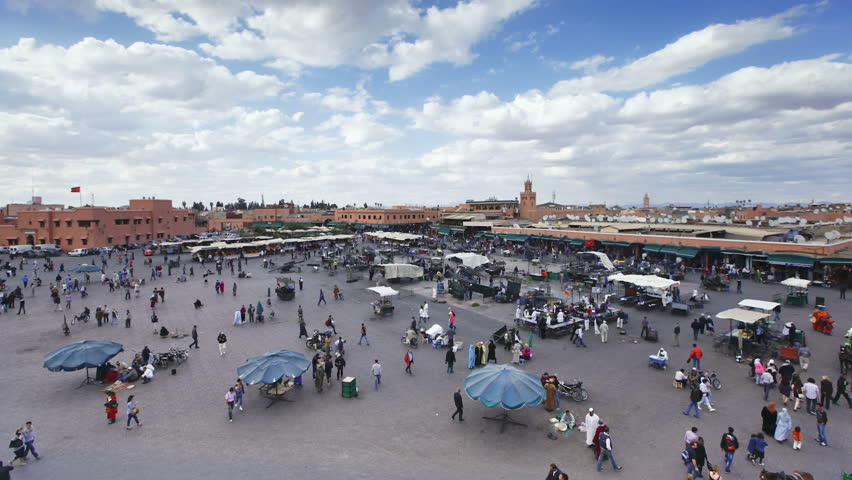 Elevated View Over Djemaa El-Fna Night Market, Marrakech (Marrakesh ...