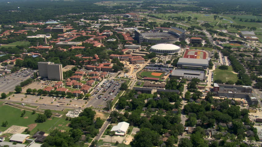 Orbiting LSU Campus And Tiger Stadium In Baton Rouge, Louisiana. Shot ...