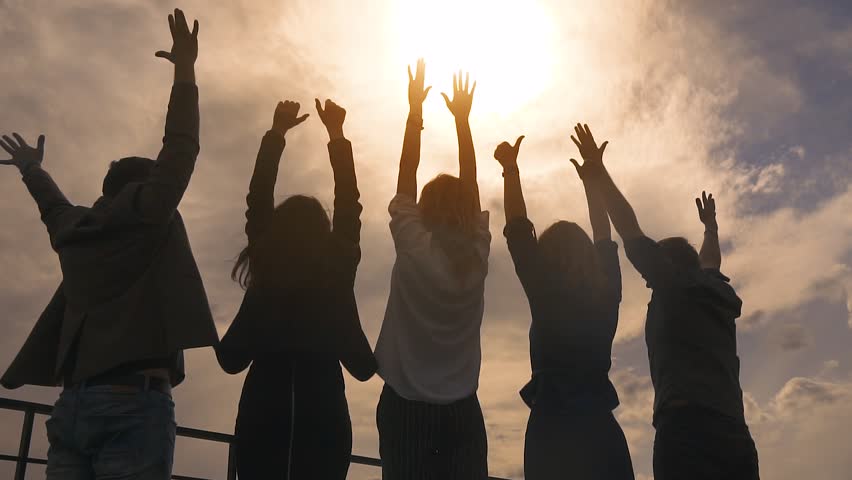 Silhouette of People Rejoicing and Stock Footage Video (100% Royalty ...
