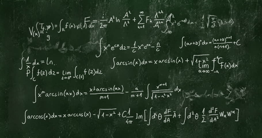Animation Of A Chalkboard With Colorful Maths Formulas With Motion Blur ...