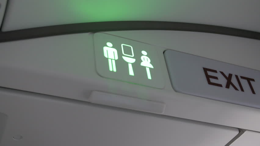 Shot of Airplane Lavatory Sign Stock Footage Video (100% Royalty-free ...