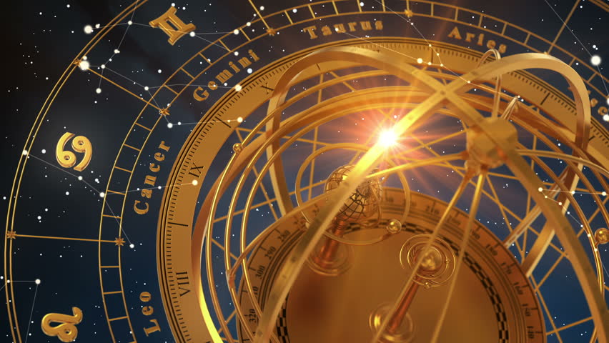 Zodiac Signs and Armillary Sphere Stock Footage Video (100% Royalty ...