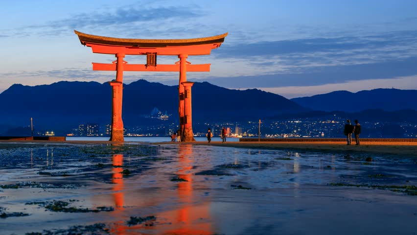 The Floating Torii Gate At Miyajima In Hiroshima Prefecture, Japan ...