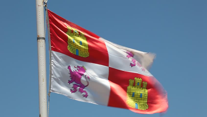 Waving Flag Of Castile And Leon, An Autonomous Community In Spain Stock ...