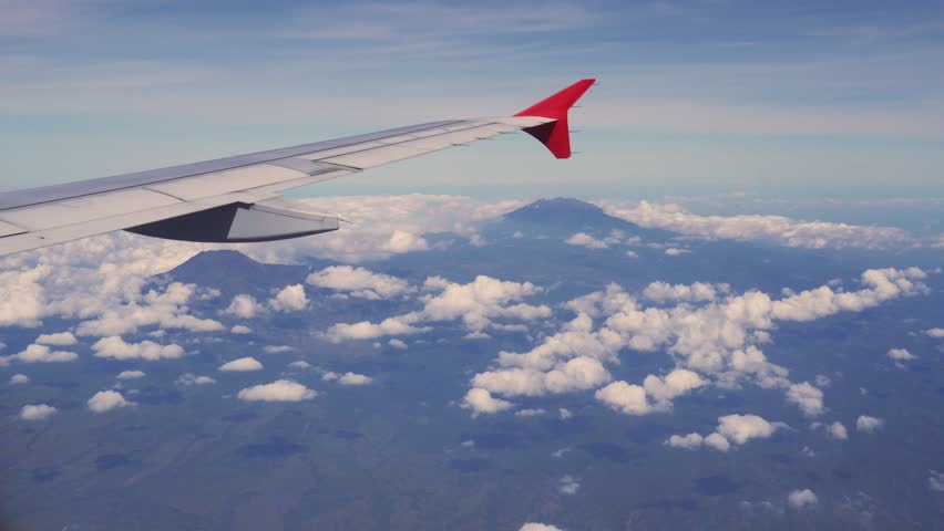 Traveling By Air. View Through An Airplane Window, Background Texture ...