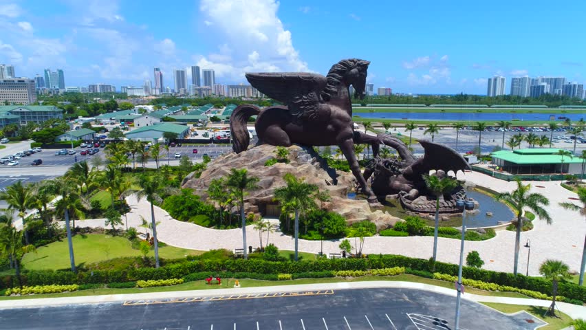 This 110ft tall statue of Pegasus crushing a Dragon went up about year ...