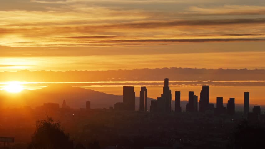 Sunrise. Los Angeles City Skyline. Timelapse. Stock Footage Video ...