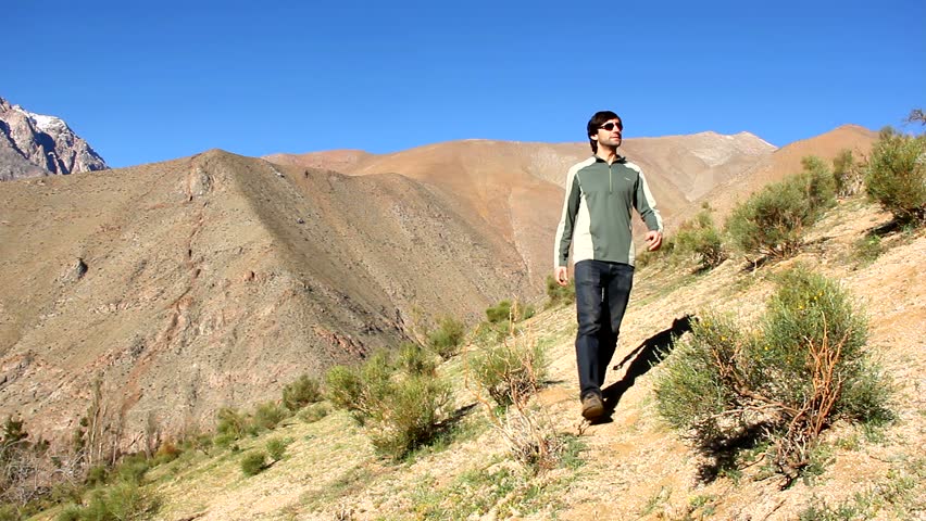 Man hiking towards the mountain on the hiking path image - Free stock ...