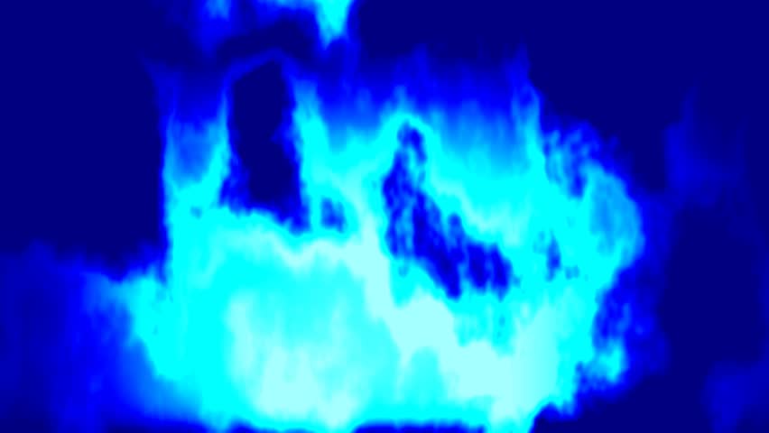 Wall Of Blue Fire On Black Background Loop Animation Stock Footage ...