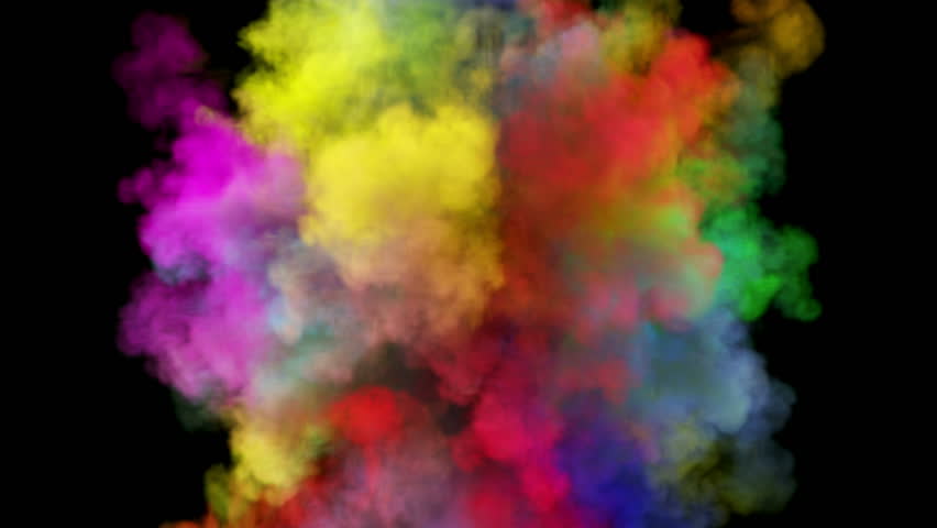 Colorful Smoke Explosion with Alpha Stock Footage Video (100% Royalty ...