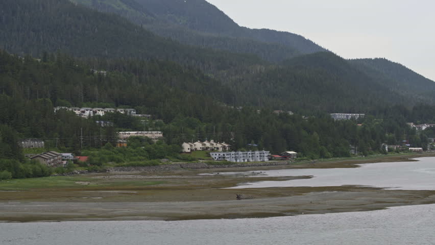Mountain landscape and the town of Juneau in Alaska image - Free stock ...