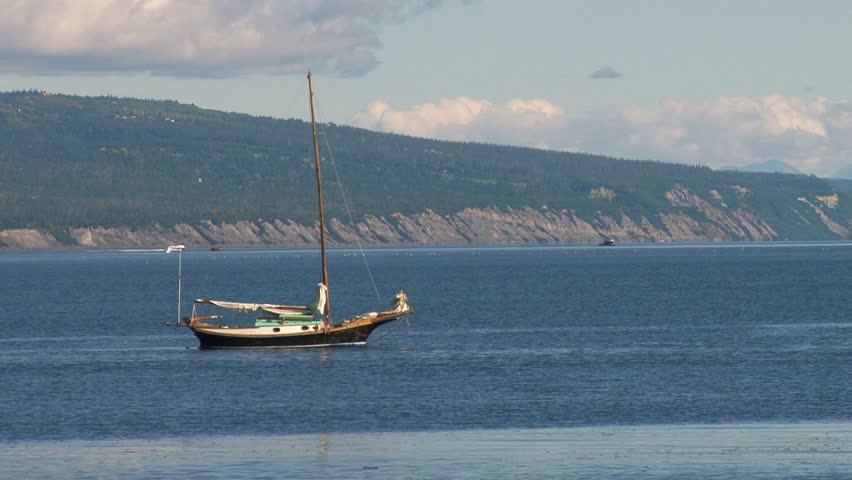 Sailboat Offshore at Anchor Stock Footage Video (100% Royalty-free ...