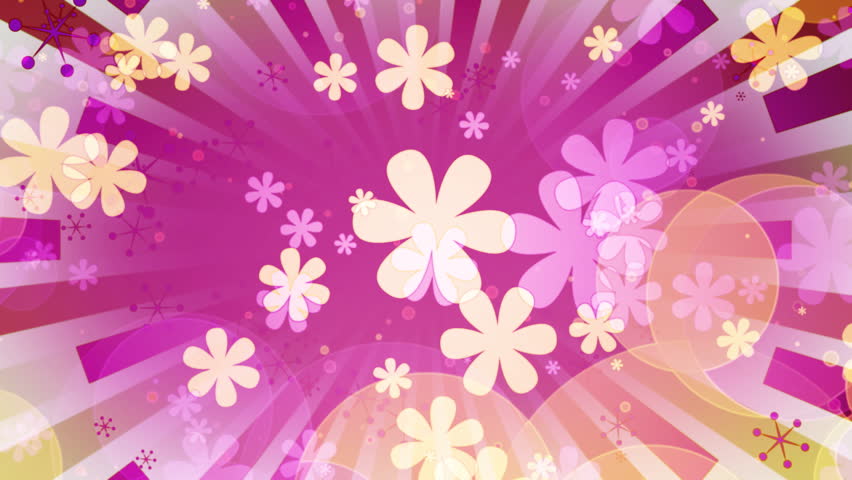 Bright Flowers Retro Looping Animated Background Стоковые футажи для ...