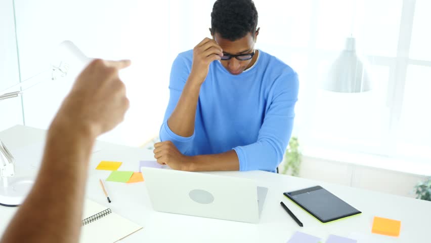 Stock Video Clip of Boss Angry at Work on Afro-American Man | Shutterstock