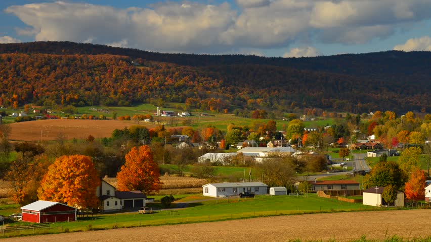 Timelapse Of Panoramic View Of Amish Countryside In Rural Pennsylvania ...