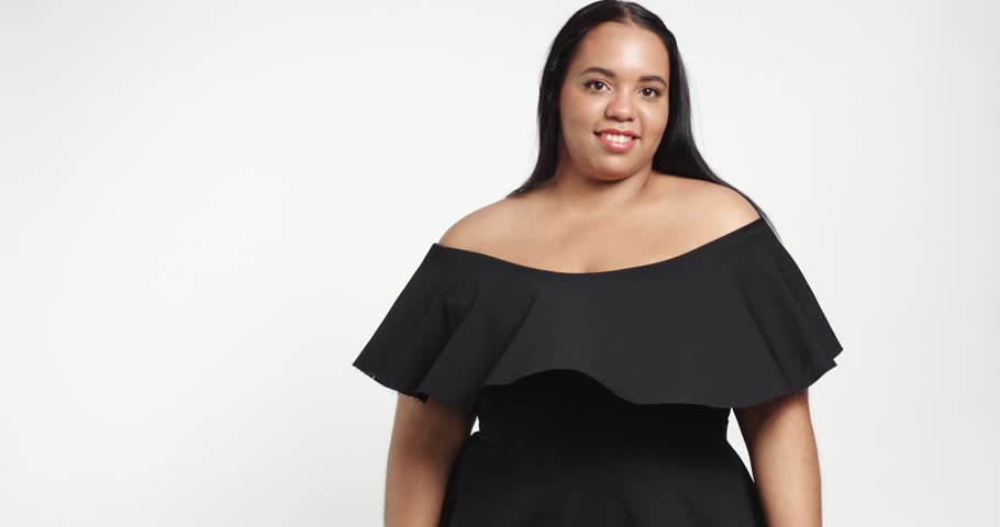 Strong Confident Beautiful Plus Size African American Model In Black ...