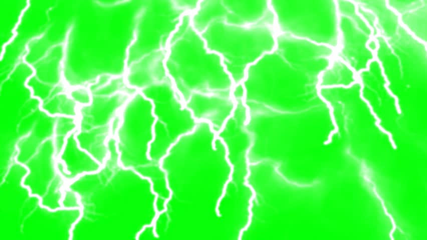 Lighting Strikes On Green Screen Background Animation. Thunderstorm ...