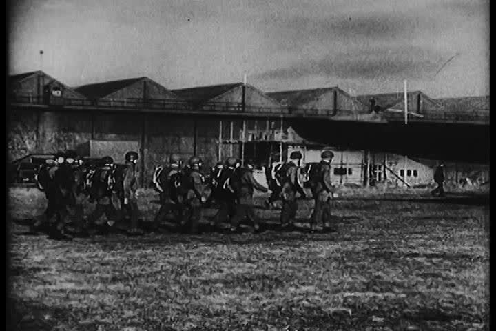 Circa 1940s - Paratroopers Parachute Stock Footage Video (100% Royalty ...