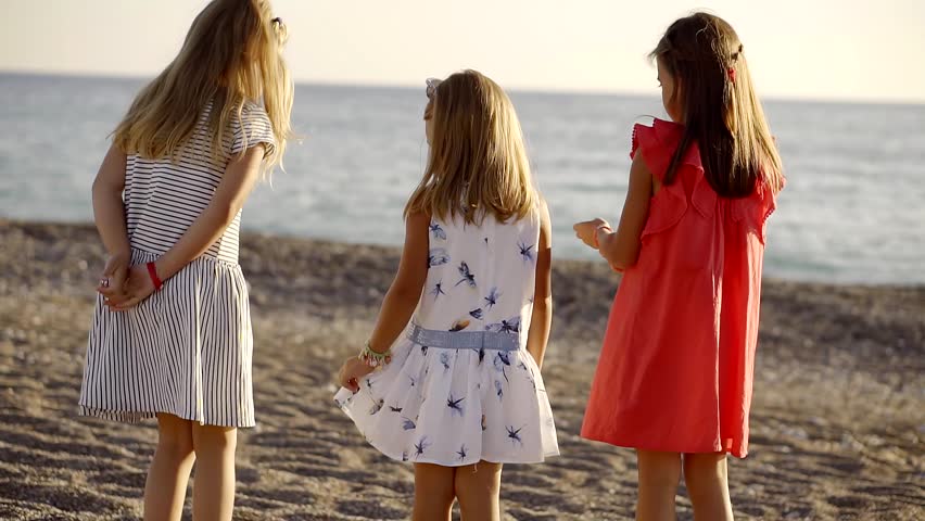 three-girls-jumping-on-the-beach image - Free stock photo - Public ...